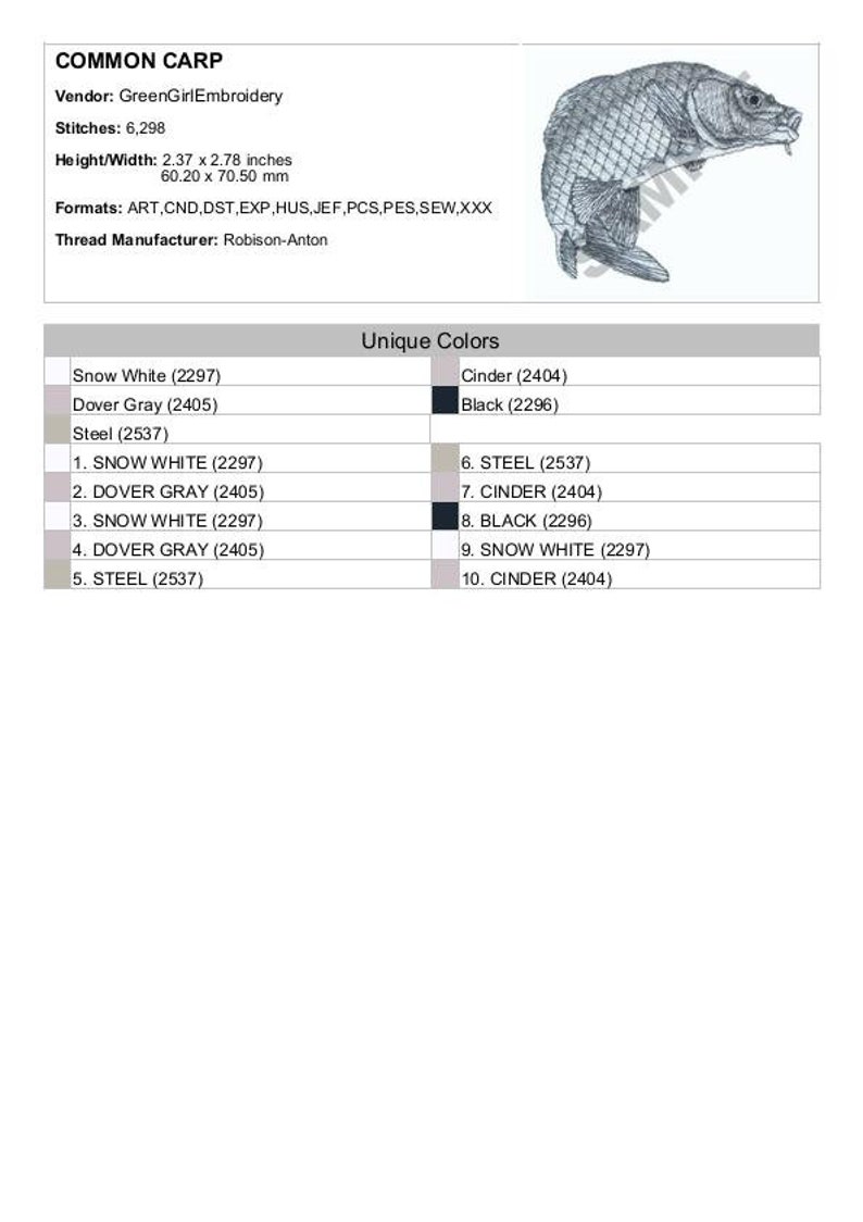 Common Carp - Machine Embroidery Design - Etsy