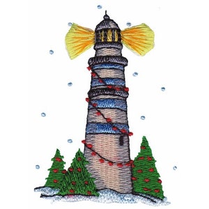 Lighthouse Christmas - Machine Embroidery Design - Etsy