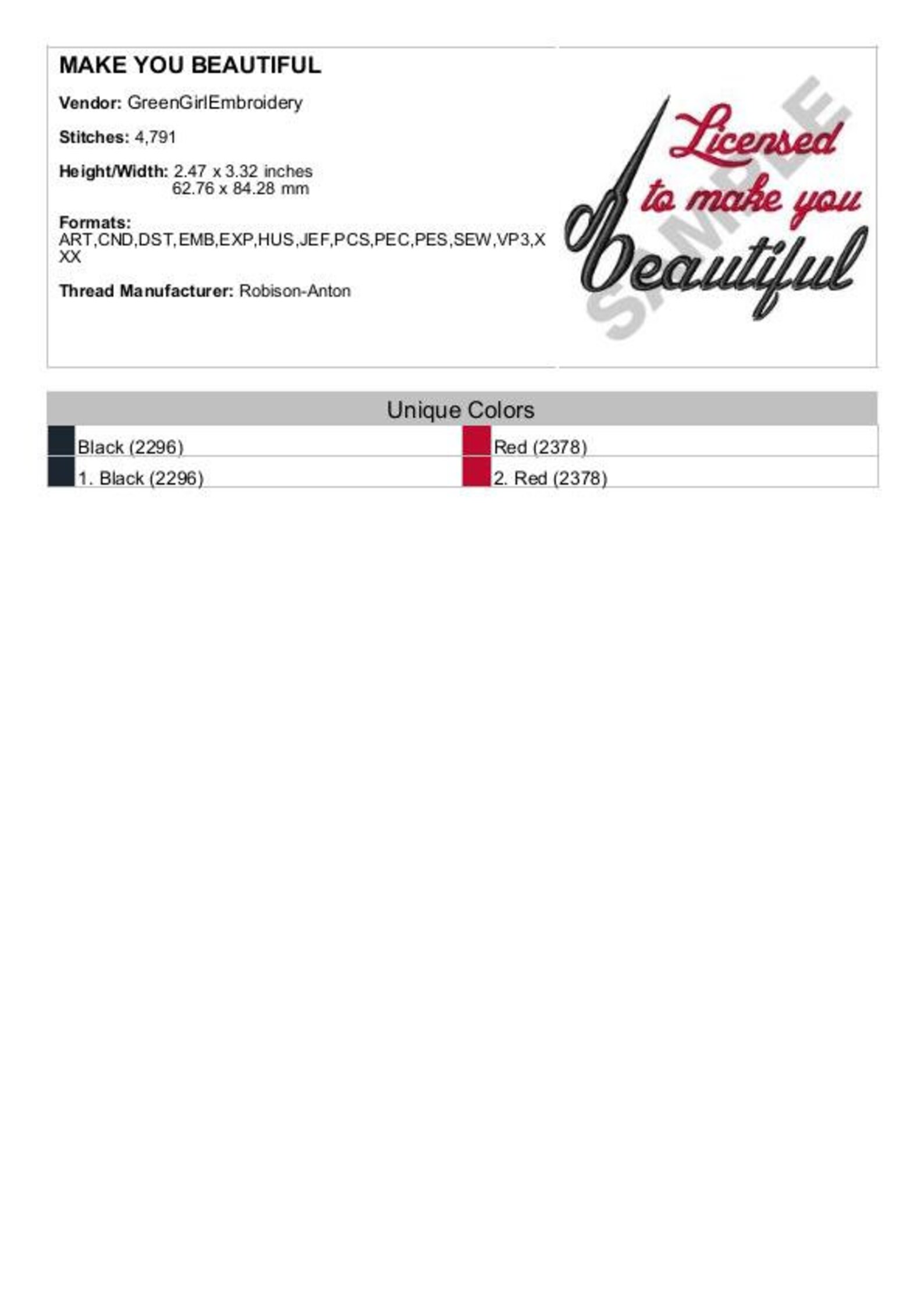 Make You Beautiful - Machine Embroidery Design - Etsy