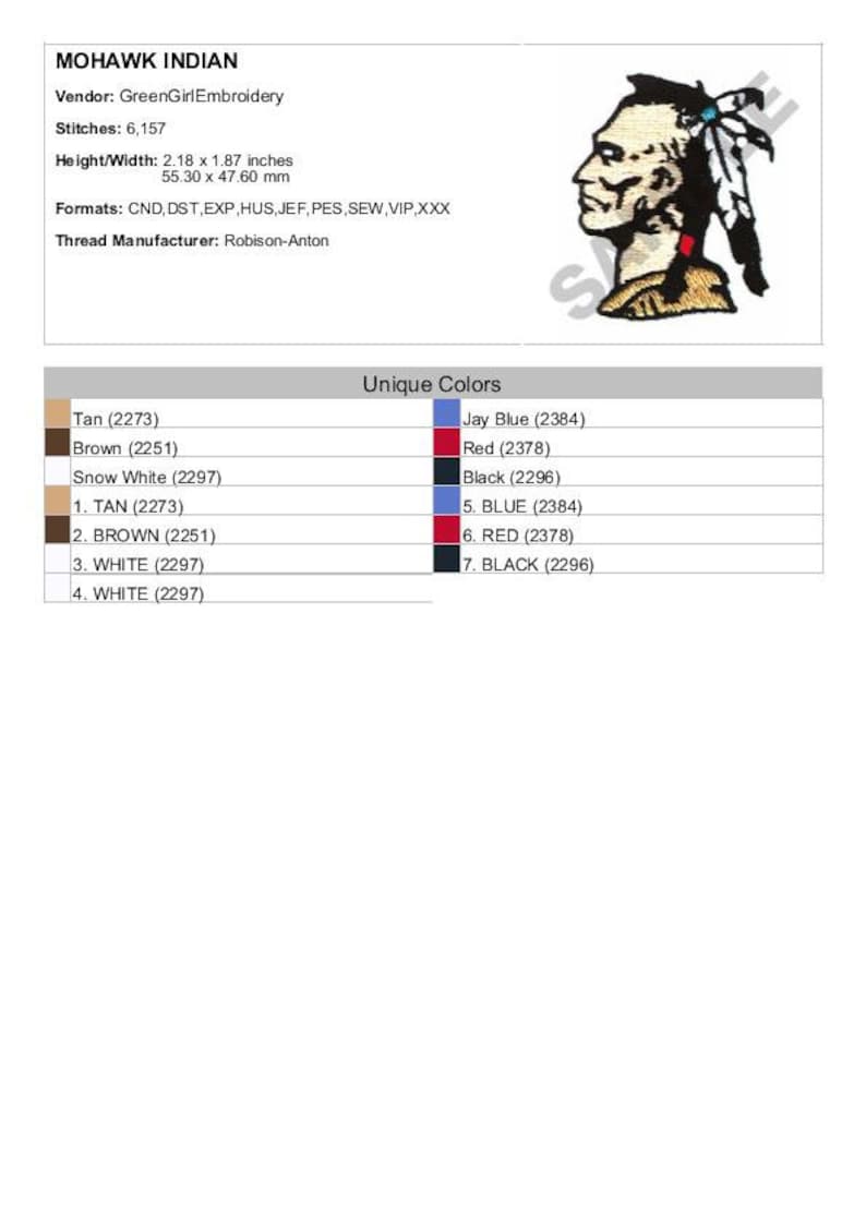 Mohawk Indian Machine Embroidery Design - Etsy
