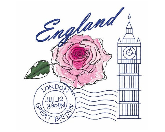 England Travel Machine Embroidery Design - Etsy