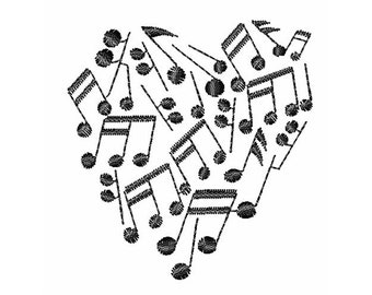 Musical Heart Machine Embroidery Design - Etsy