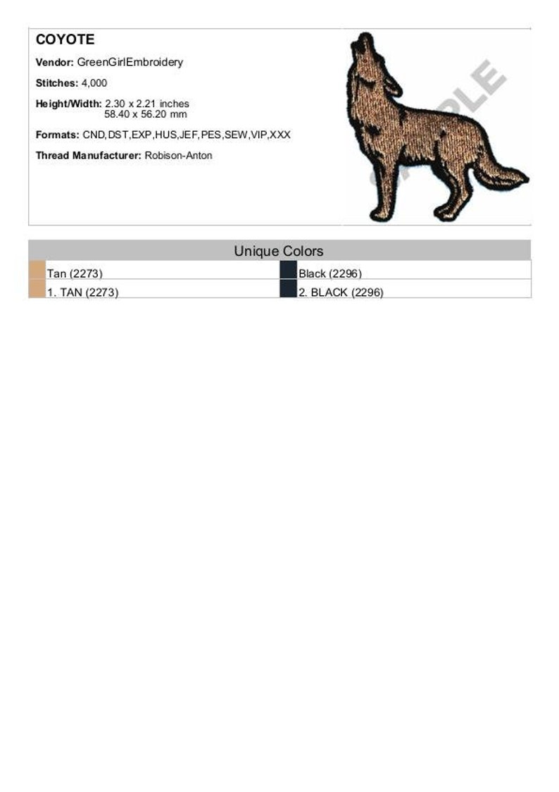 Coyote Machine Embroidery Design - Etsy