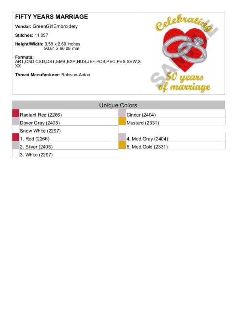 Fifty Years Marriage Machine Embroidery Design - Etsy