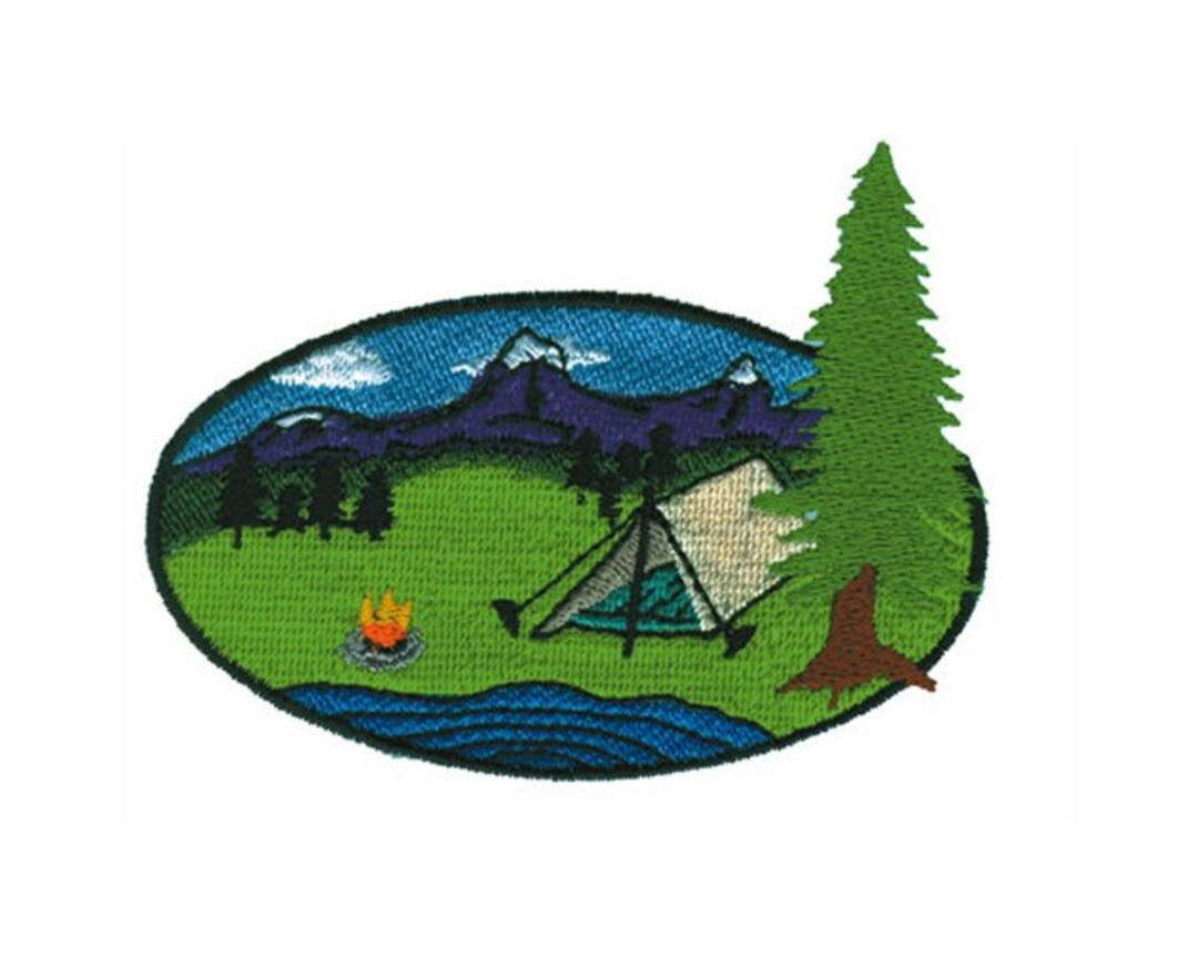 Camping Scene Machine Embroidery Design - Etsy