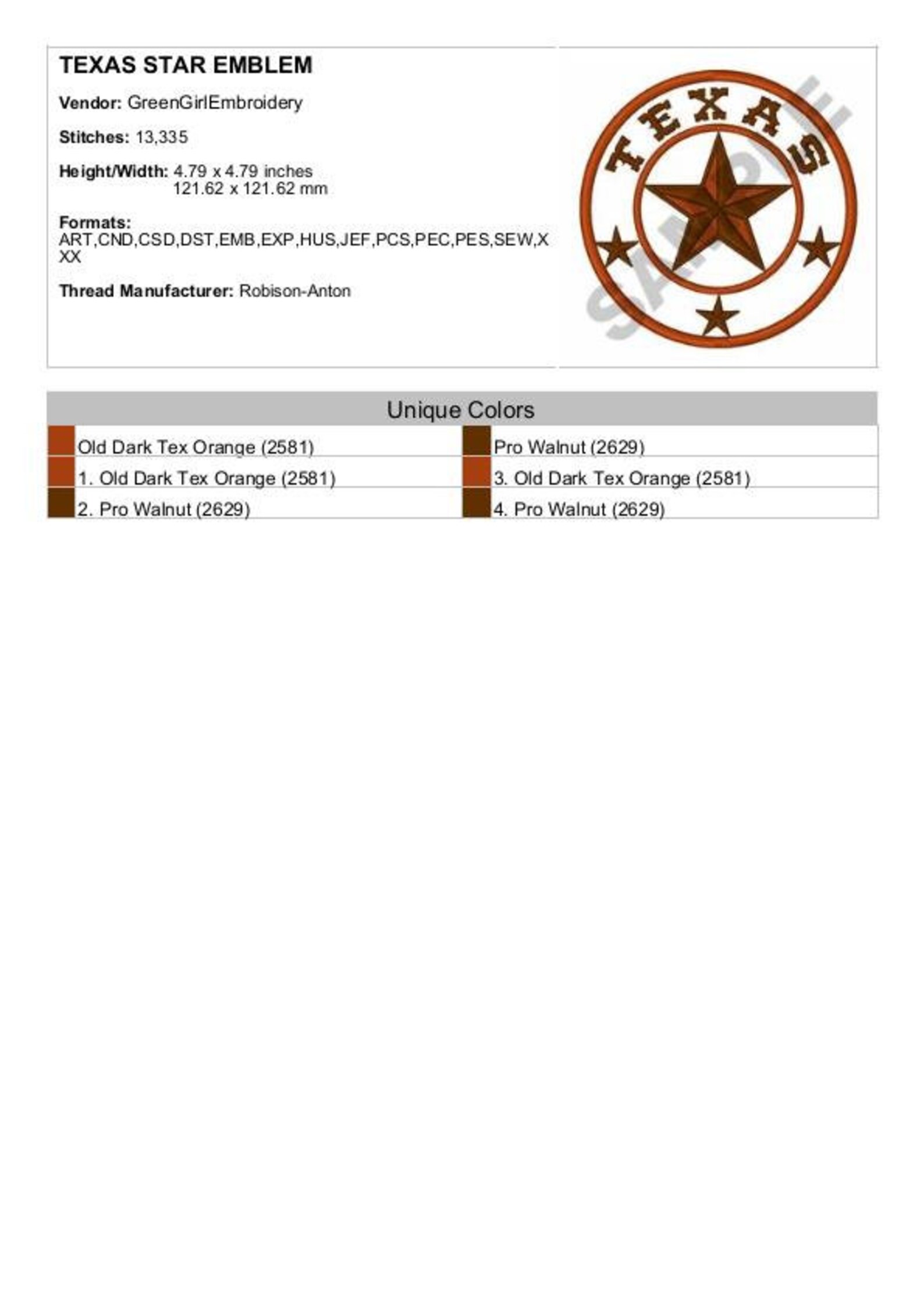 Texas Star Emblem - Machine Embroidery Design - Etsy