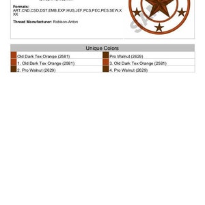 Texas Star Emblem - Machine Embroidery Design - Etsy