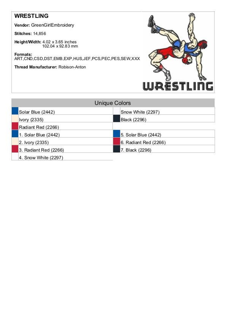 Wrestling Machine Embroidery Design - Etsy