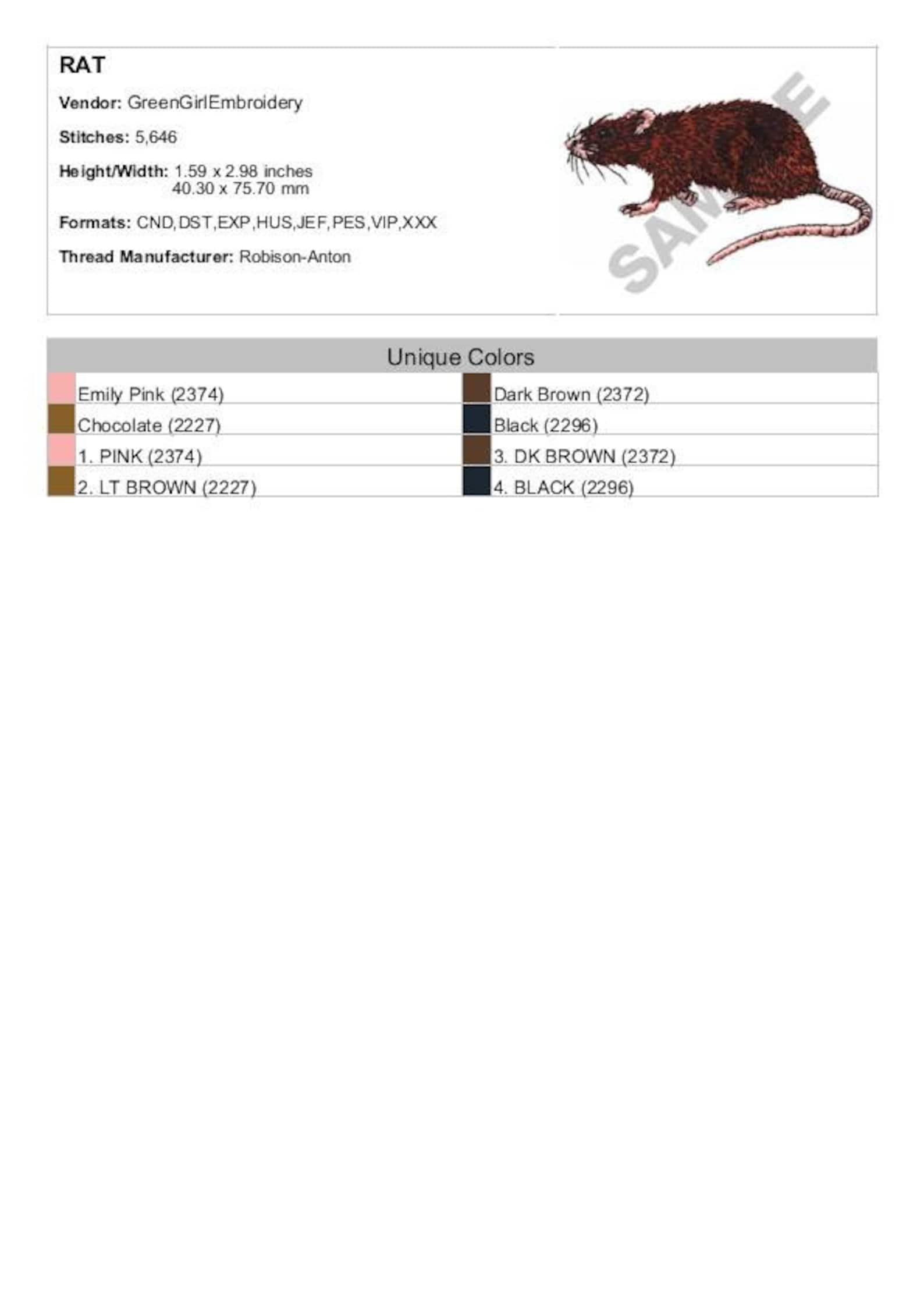 Rat Machine Embroidery Design - Etsy