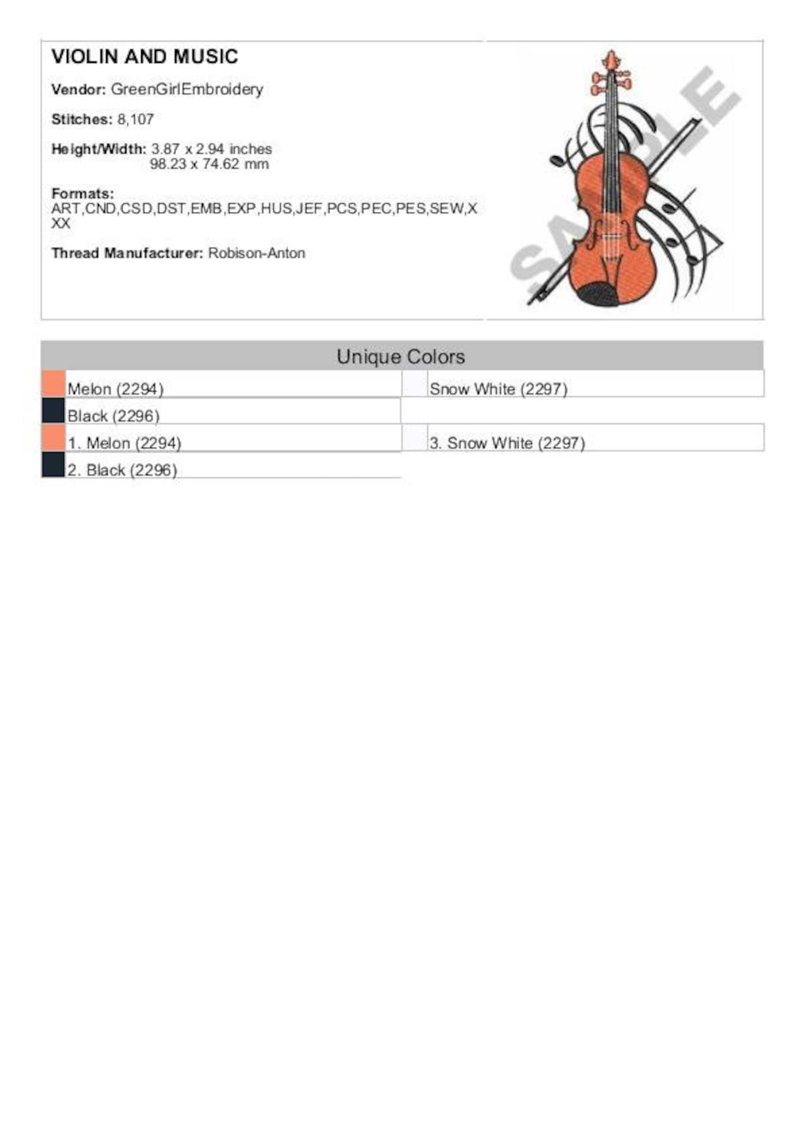 Violin and Music Machine Embroidery Design - Etsy