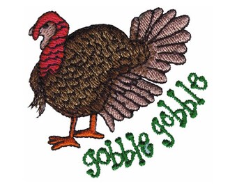 Gobble Embroidery, 3 Sizes, Thanksgiving Machine Embroidery Design ...