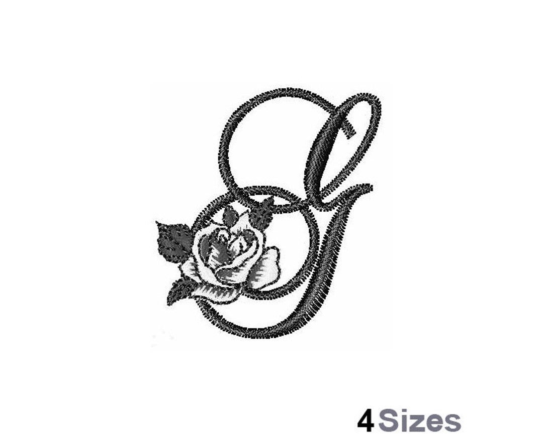 Rose Embellished G - Machine Embroidery Design - Etsy