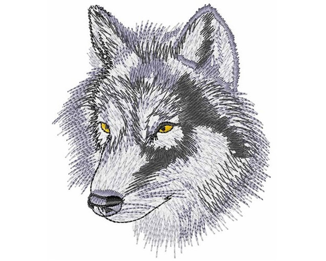 Gray Wolf Head Machine Embroidery Design - Etsy