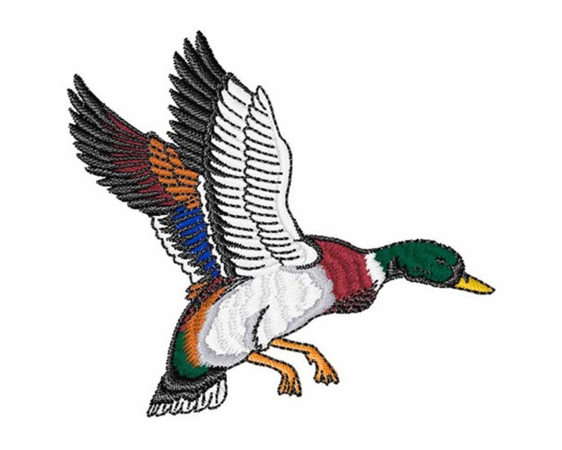 Flying Mallard Duck - Machine Embroidery Design - Etsy