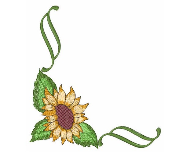 Sunflower Corner Border - Machine Embroidery Design - Etsy
