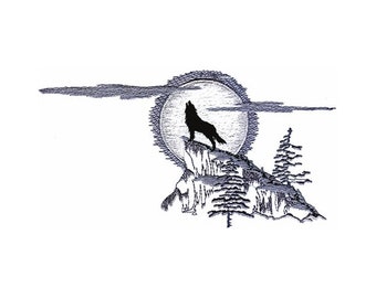 Howling Wolf Machine Embroidery Design 2 Sizes, Wild Life Embroidery ...