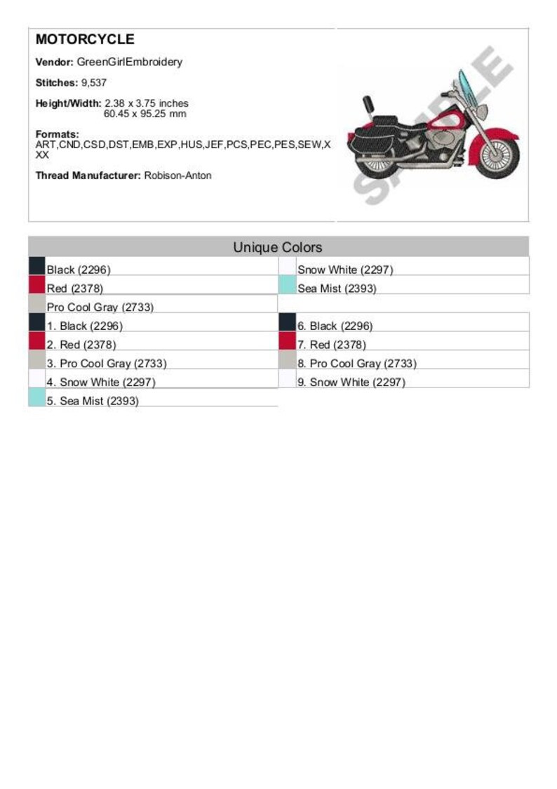 Motorcycle Machine Embroidery Design - Etsy