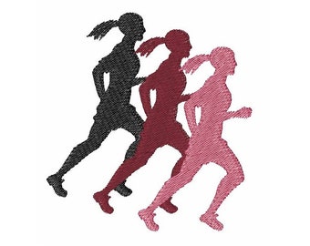 Female Runner Machine Embroidery Design - Etsy