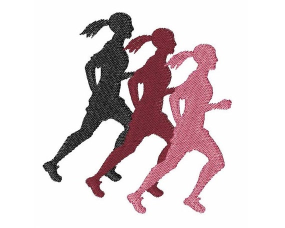 Female Runner Machine Embroidery Design - Etsy