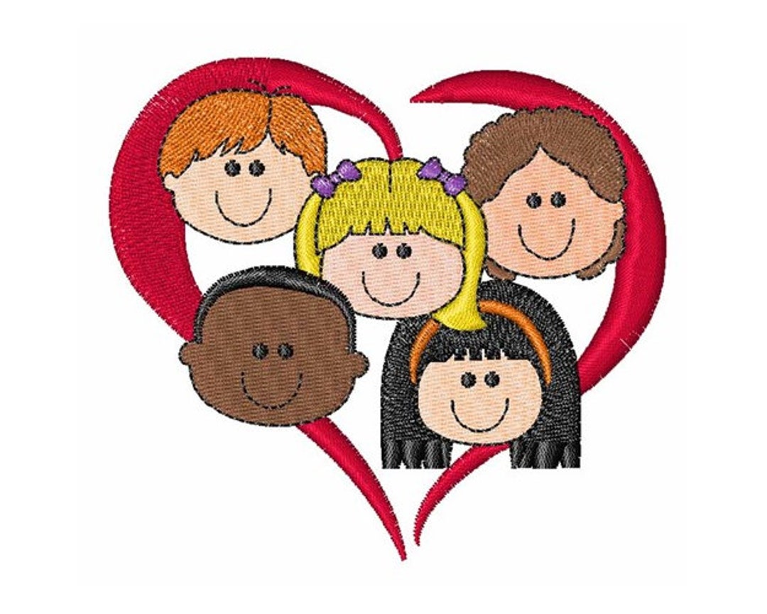 Heart Kids - Machine Embroidery Design - Etsy