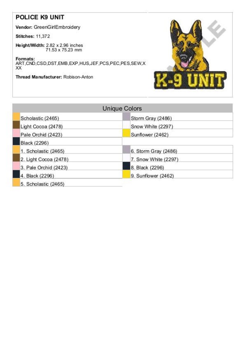 Police K9 Unit Machine Embroidery Design - Etsy