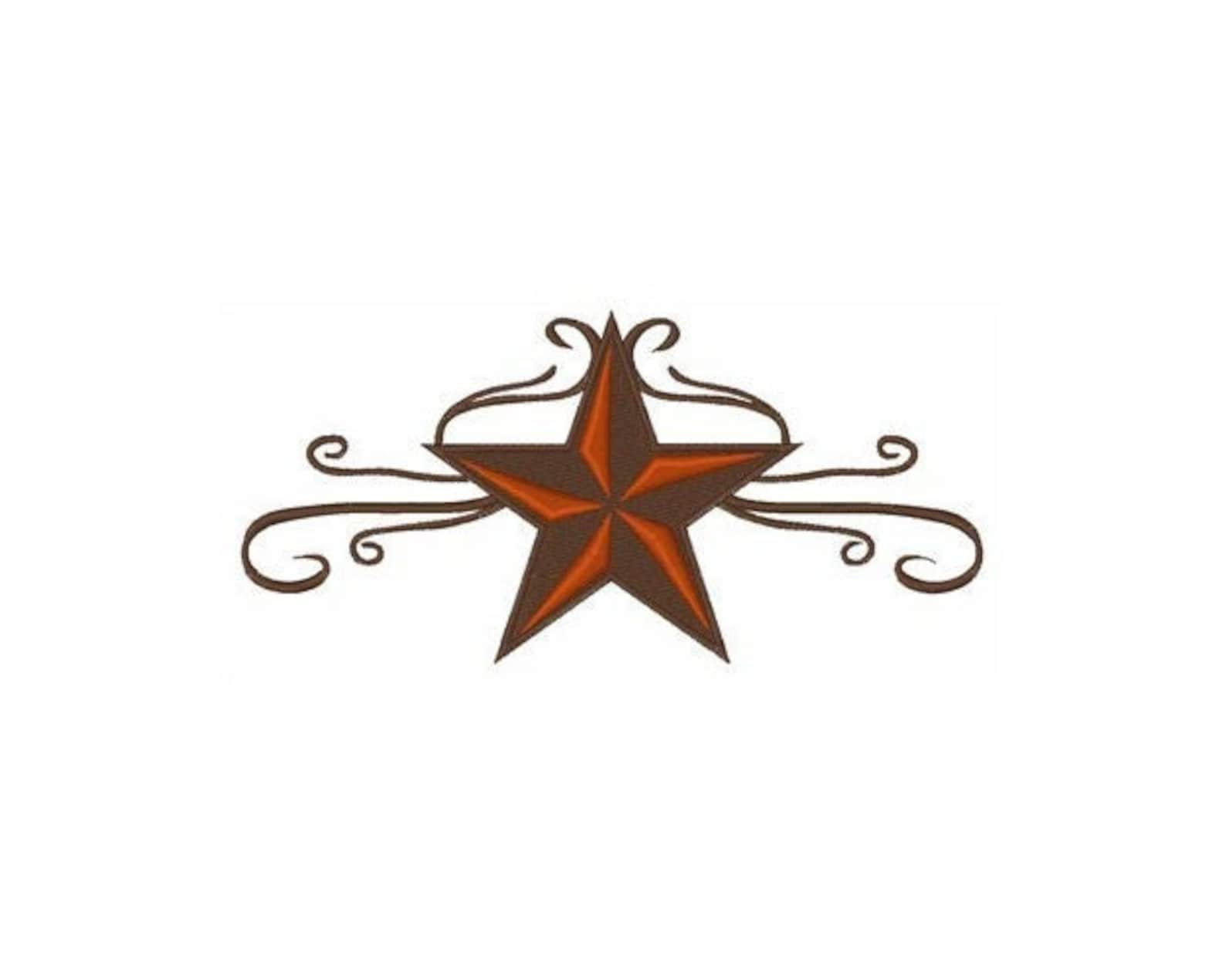 Western Star Scroll - Machine Embroidery Design - Etsy