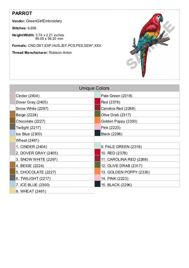 Parrot Machine Embroidery Design - Etsy