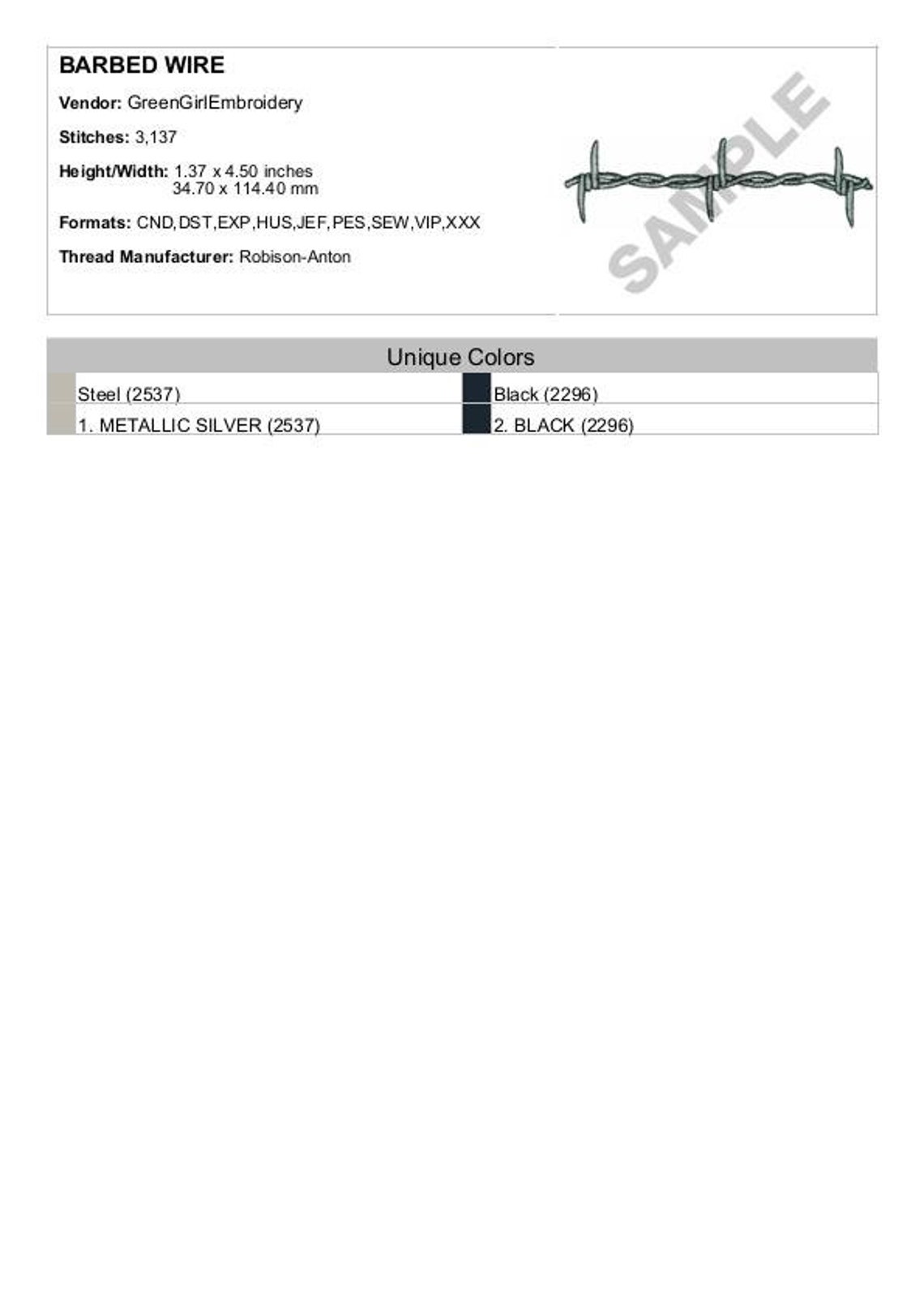 Barbed Wire Machine Embroidery Design - Etsy