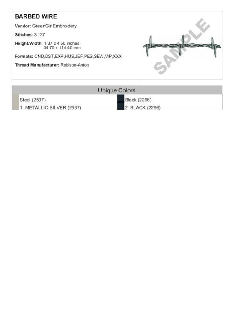 Barbed Wire Machine Embroidery Design - Etsy