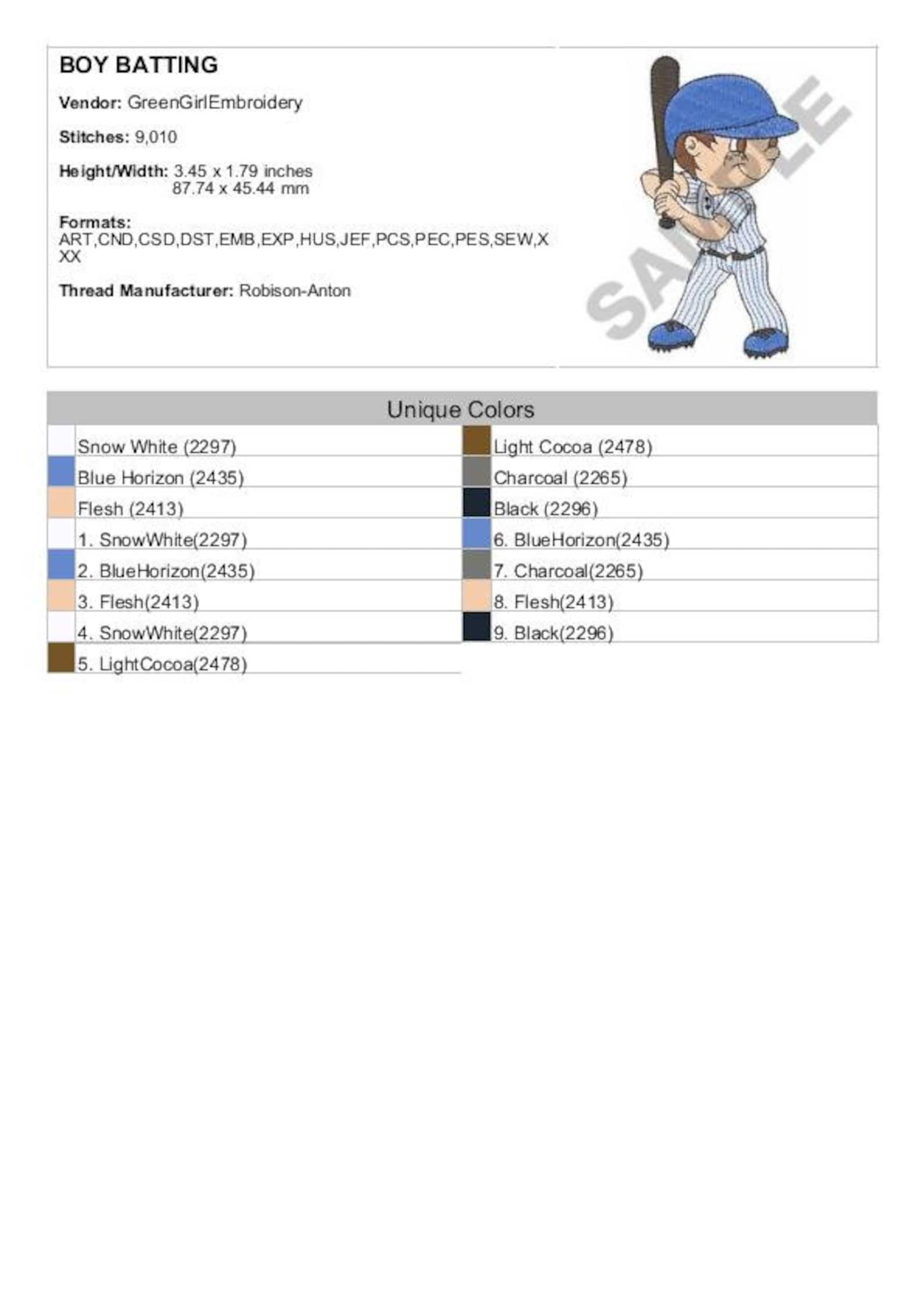 Boy Batting - Machine Embroidery Design - Etsy