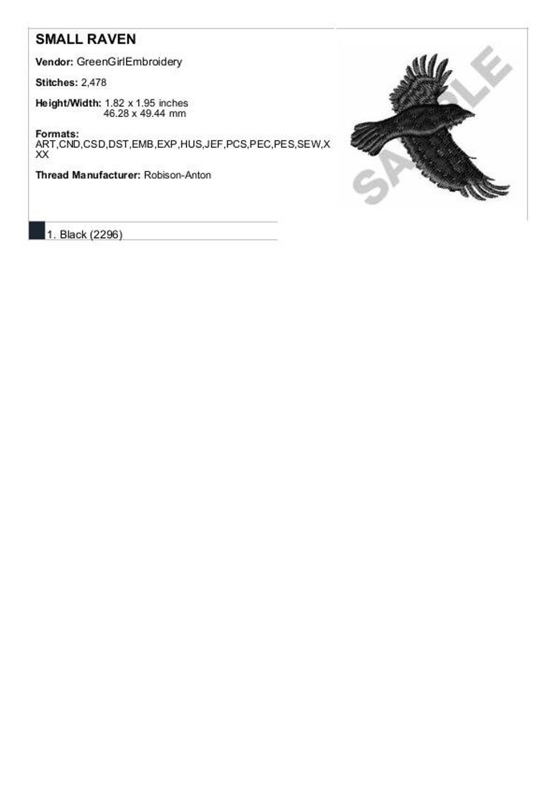 Small Raven Machine Embroidery Design - Etsy