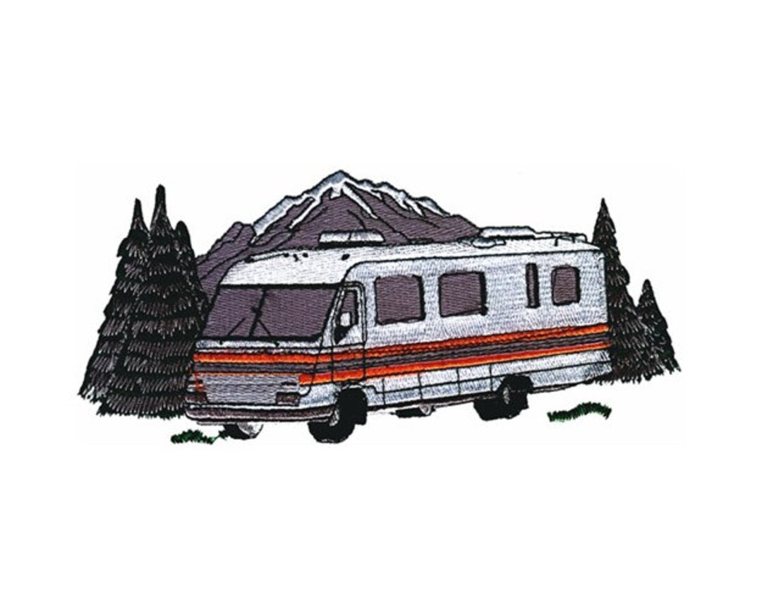 Travel Trailer Scene Machine Embroidery Design - Etsy