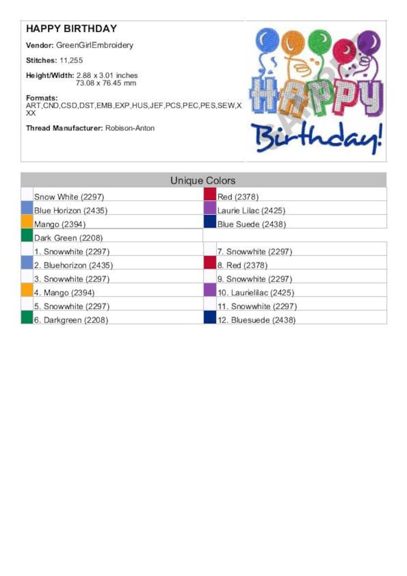 Happy Birthday Machine Embroidery Design - Etsy