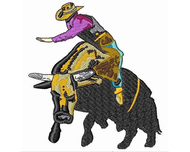 Bullrider Machine Embroidery Design - Etsy