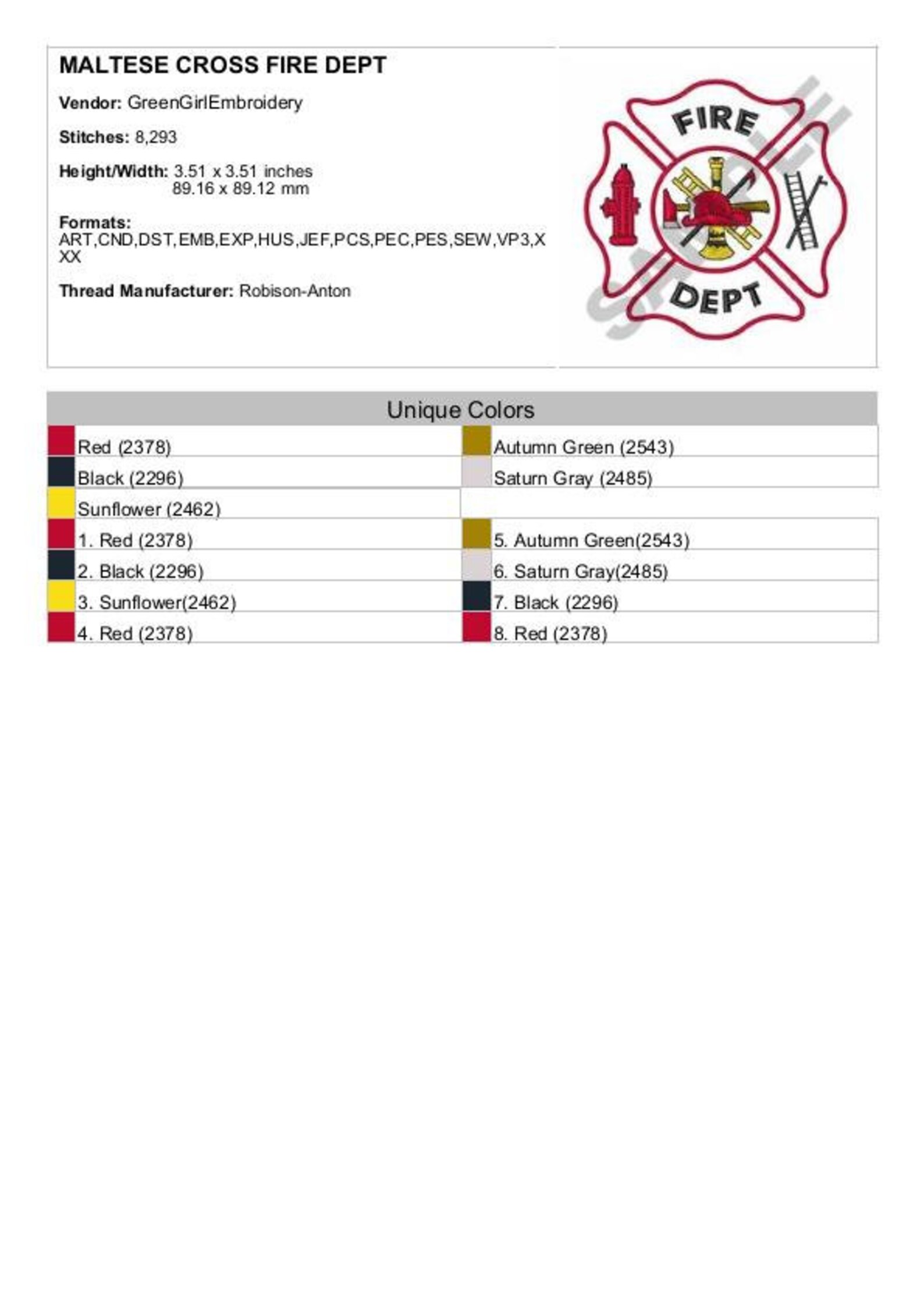 Maltese Cross Fire Dept - Machine Embroidery Design - Etsy