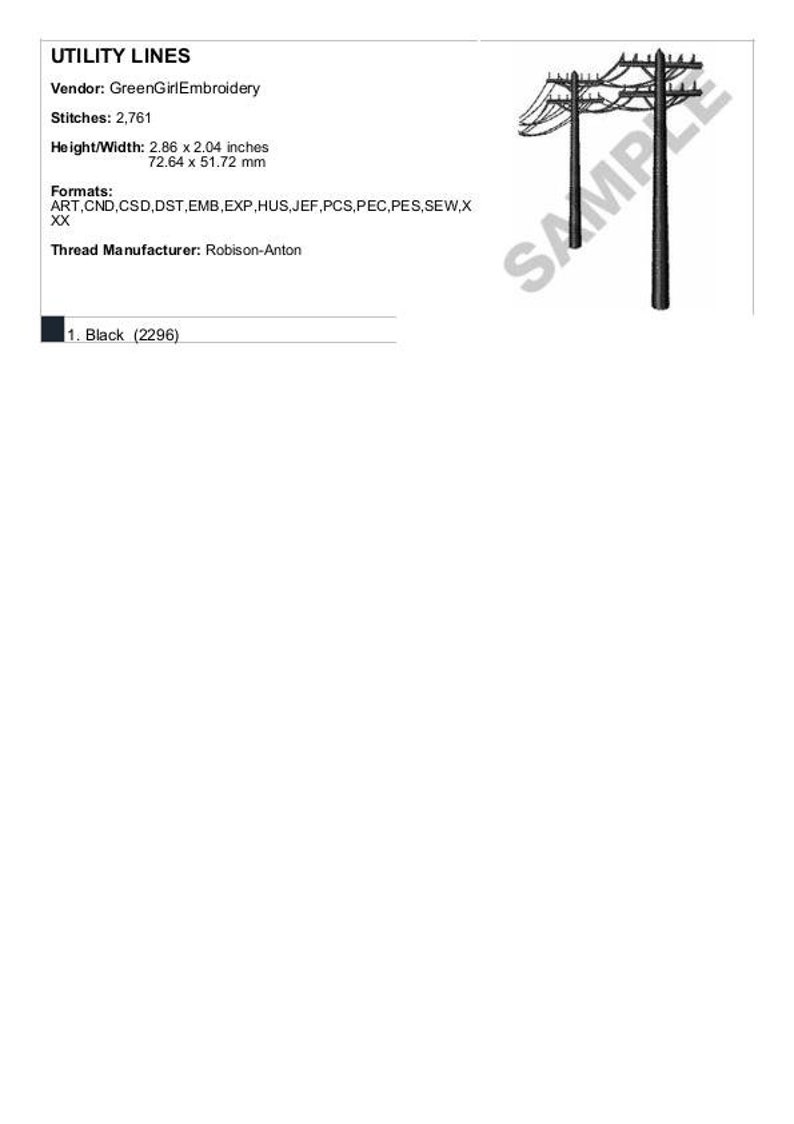 Utility Lines Machine Embroidery Design - Etsy