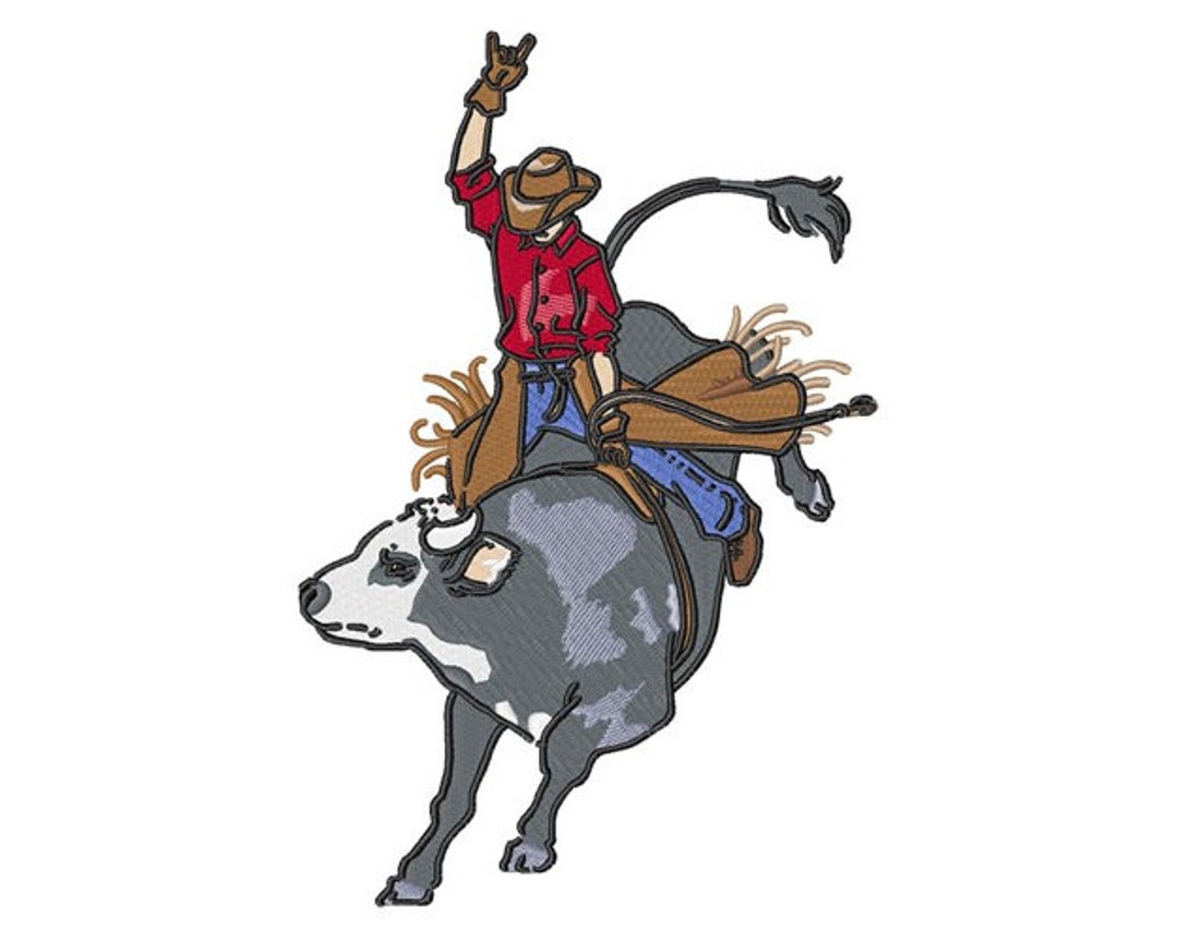 Bull Rider Larger - Machine Embroidery Design - Etsy