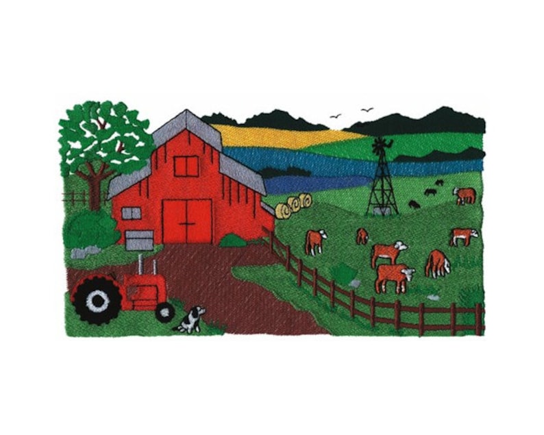 Farm Scene Machine Embroidery Design - Etsy