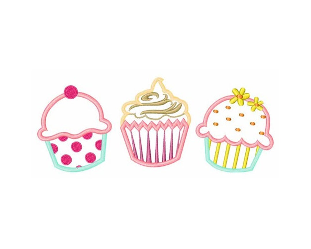 Cupcake Applique Border - Machine Embroidery Design - Etsy