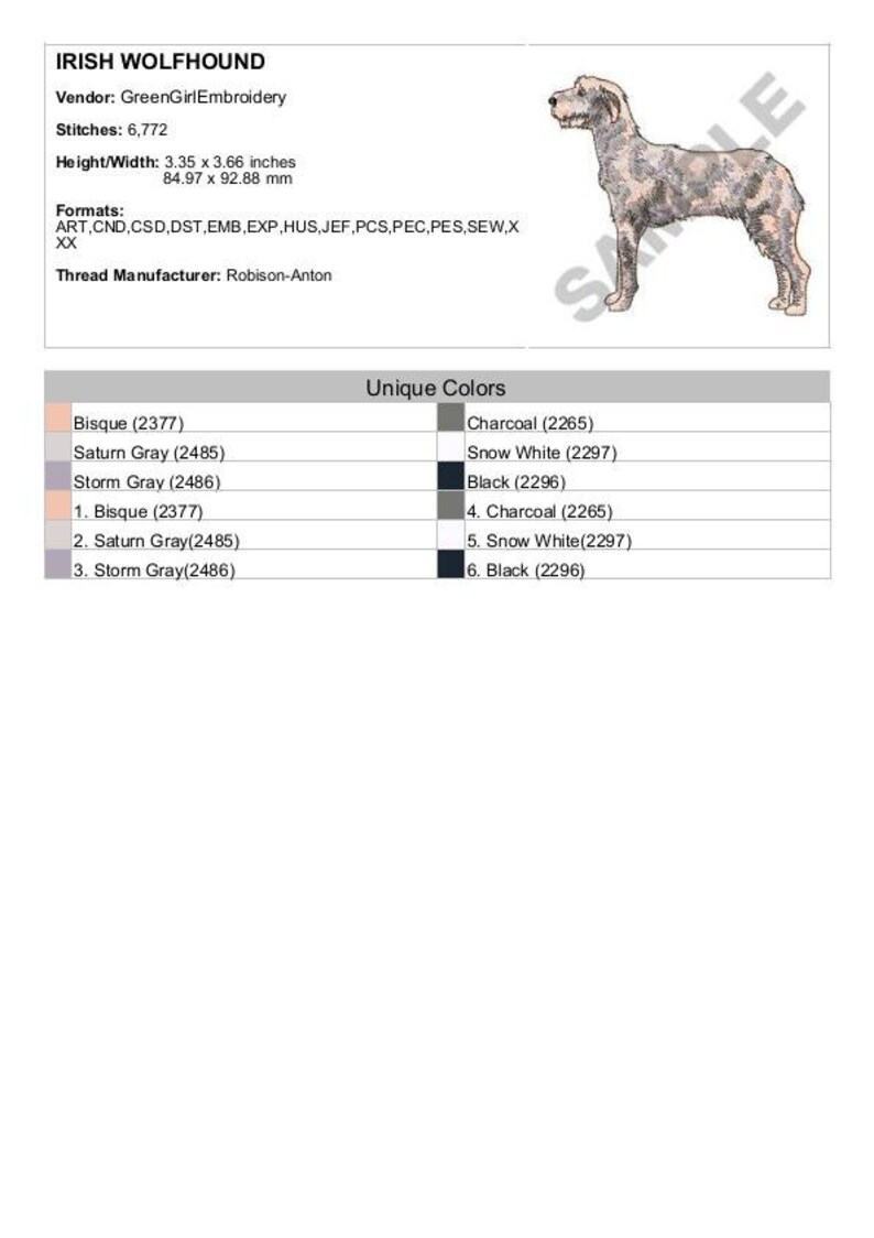 Irish Wolfhound - Machine Embroidery Design - Etsy