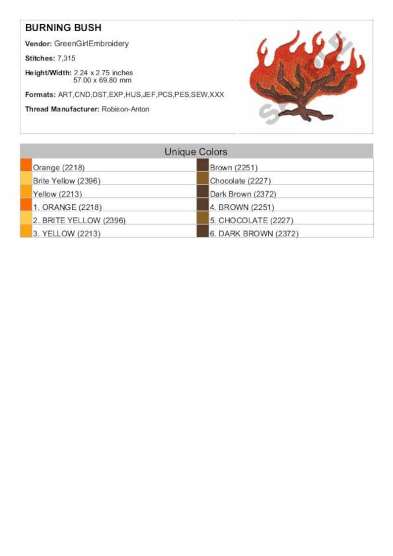 Burning Bush Machine Embroidery Design - Etsy