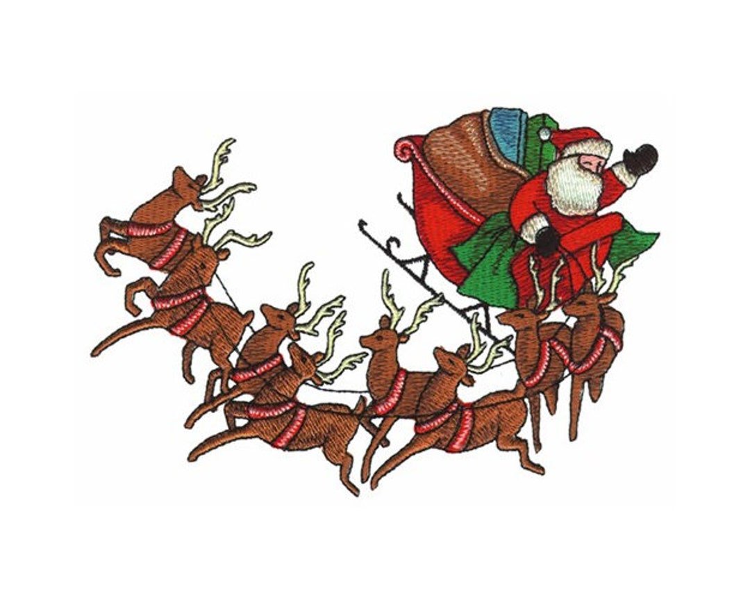 Santa and Reindeer - Machine Embroidery Design - Etsy