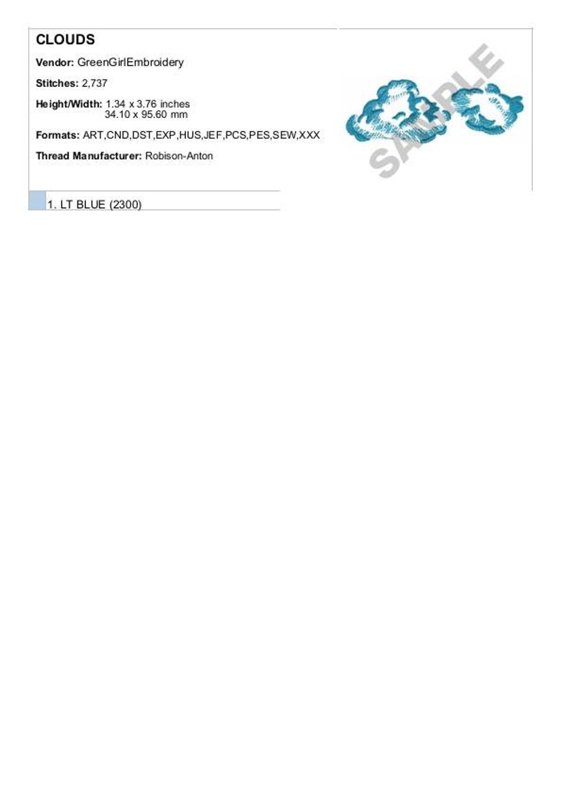 Clouds Machine Embroidery Design - Etsy