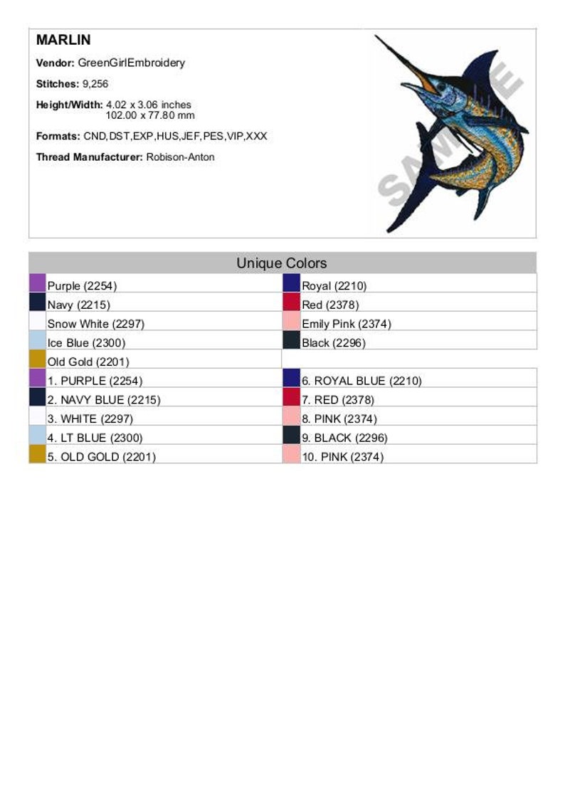 Marlin Machine Embroidery Design - Etsy