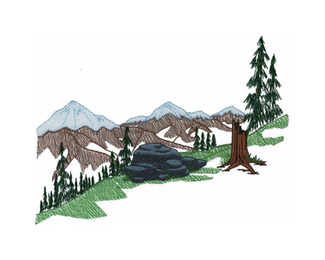 Mountain Scene - Machine Embroidery Design - Etsy
