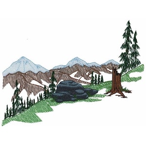 Mountain Scene - Machine Embroidery Design - Etsy