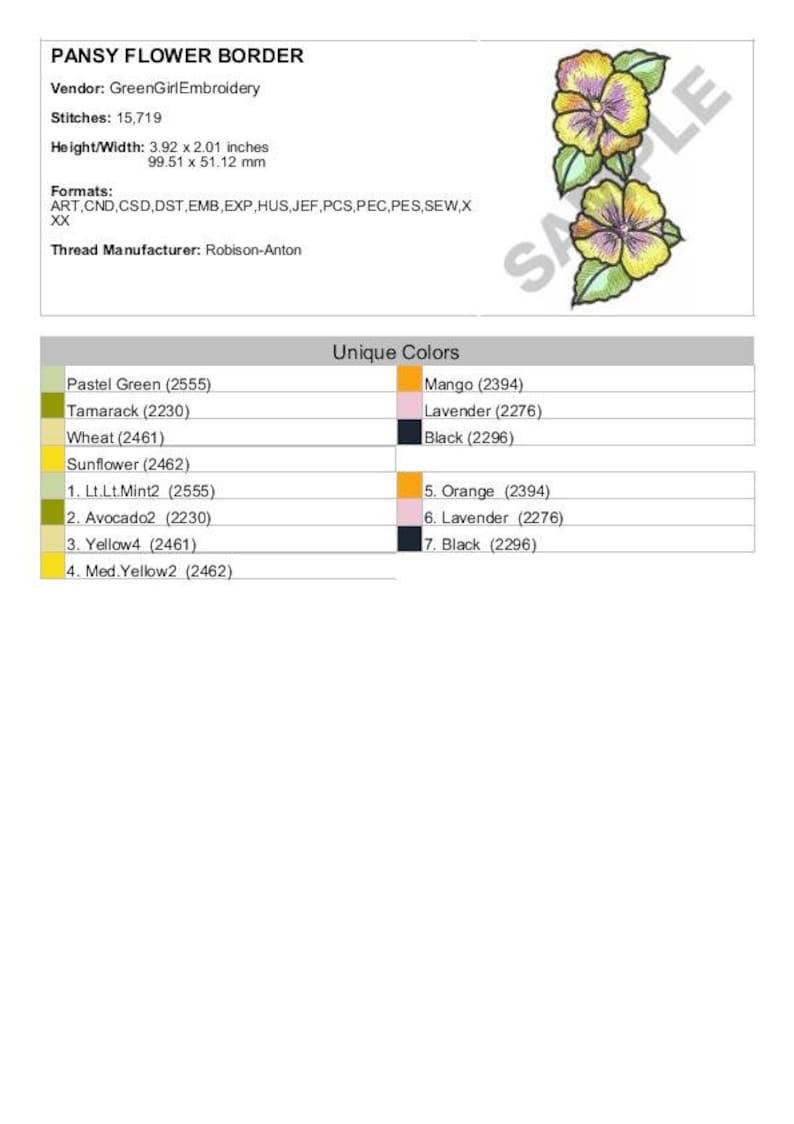 Pansy Flower Border - Machine Embroidery Design - Etsy