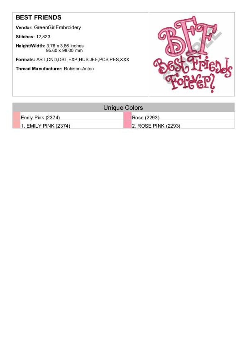 Best Friends Machine Embroidery Design - Etsy
