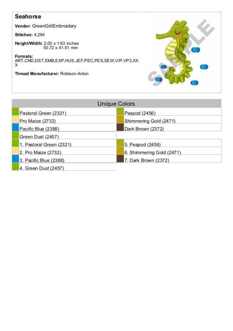 Seahorse Machine Embroidery Design - Etsy
