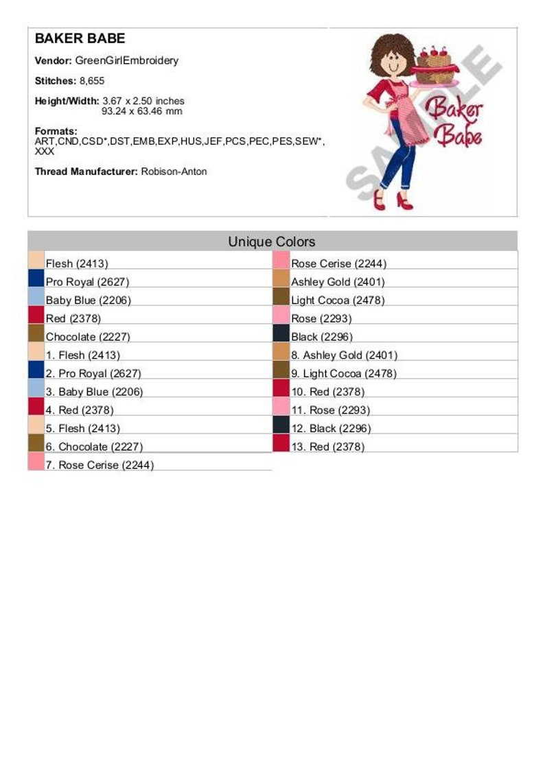 Baker Babe Machine Embroidery Design - Etsy